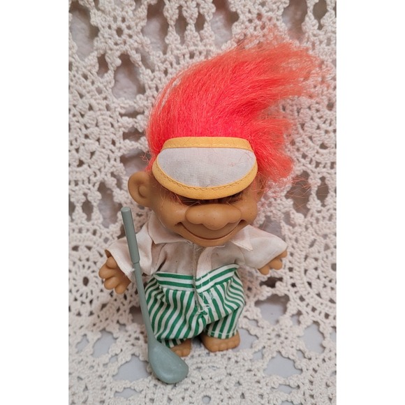 Russ | Toys | Russ Golfer Troll Doll Orange Hair Brown Eyes Hat Golf ...